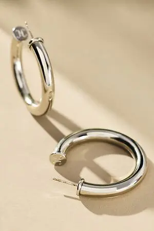 CHRISTINA CARUSO Medium Hoop Earrings - Rhodium
