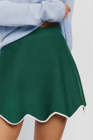 Maeve Scalloped-hem Mini Skirt - Green
