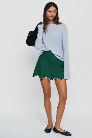 Maeve Scalloped-hem Mini Skirt - Green