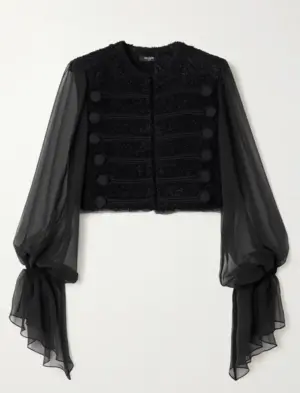 Balmain Tweed And Silk-chiffon Jacket