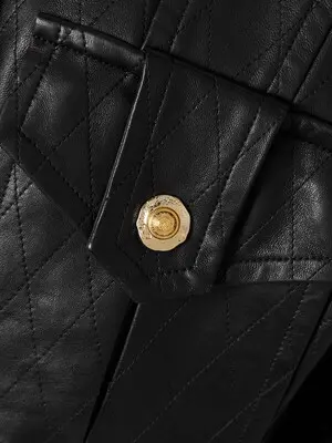 Balmain Quilted Leather And Tweed Bomber Jacket
