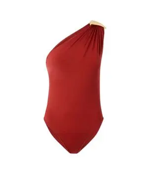 Bottega Veneta One-shoulder Embellished Swimsuit - Red