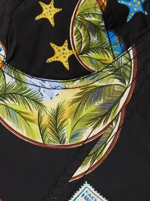 Farm Rio Printed Cotton Bustier Top - Black