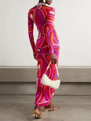 Emilio Pucci Marmo Printed Mesh Maxi Dress