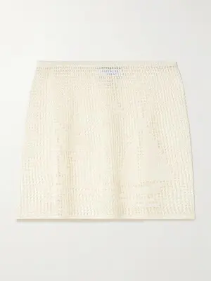 Calle Del Mar Nautical Crocheted Mini Skirt - Neutrals