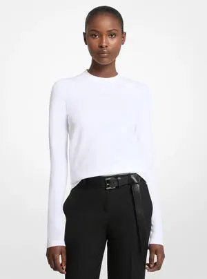 Michael Kors Stretch Viscose Long Sleeve Shirt - White