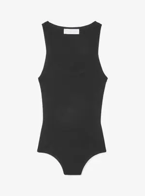 Michael Kors Ribbed Stretch Viscose Tank Top Bodysuit In Size By - Black
