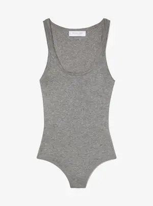 Michael Kors Ribbed Stretch Viscose Tank Top Bodysuit In Size By - Grey
