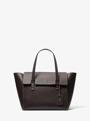 Michael Kors Sophia Hand-stitched Pebbled Leather Satchel
