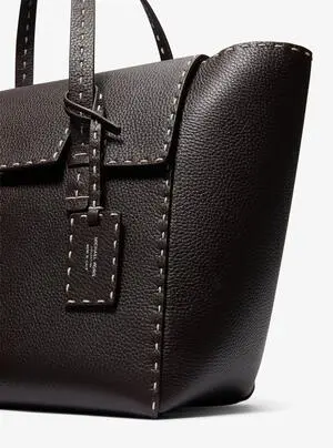 Michael Kors Sophia Hand-stitched Pebbled Leather Satchel