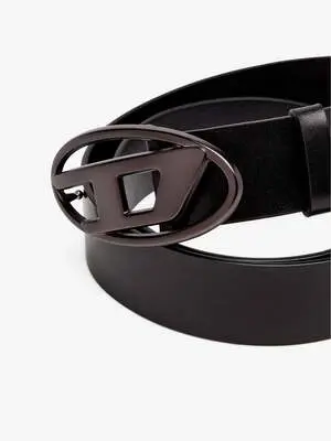 DIESEL Leather Belt With Oval-d Buckle