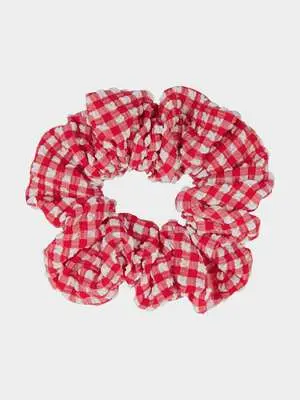 Hunza G Gingham Seersucker Scrunchie - Red Gingham