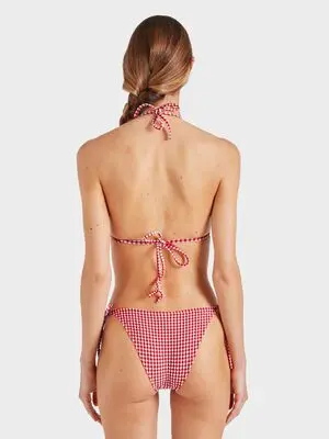 Hunza G Gingham Seersucker Sabrina Bikini - Red Gingham
