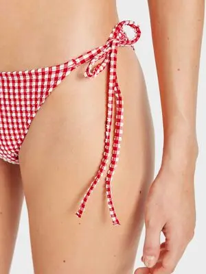 Hunza G Gingham Seersucker Sabrina Bikini - Red Gingham