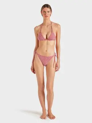 Hunza G Gingham Seersucker Sabrina Bikini - Red Gingham