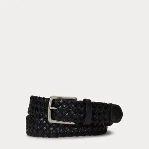 Ralph Lauren Leather & Braided Cord Belt - Black/black