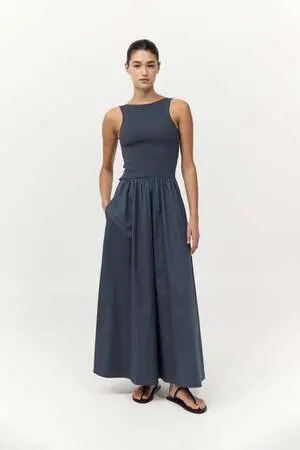 ST. AGNI Bateau Cut Out Dress - Graphite