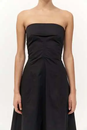 ST. AGNI Sculpted Cotton Strapless Maxi Dress
