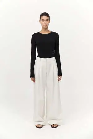ST AGNI Twill Wide-leg Pleated Trousers