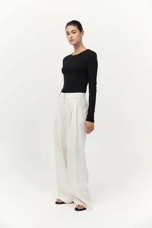 ST AGNI Twill Wide-leg Pleated Trousers