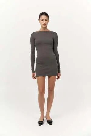 ST. AGNI Organic Cotton Bateau Dress - Khaki