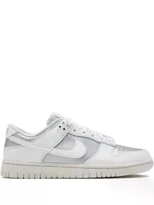 Nike Dunk Low Metallic Leather Sneakers - Silver