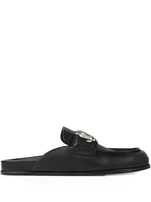 JIMMY CHOO Milo Leather Slippers With Jc Hardware - Black