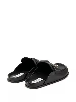 JIMMY CHOO Milo Leather Slippers With Jc Hardware - Black