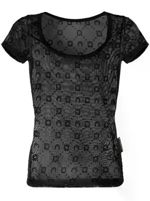 MARINE SERRE Monogram Mesh T-shirt - Black