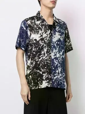 PORTS V Marble-print Button-down Shirt