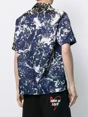 PORTS V Marble-print Button-down Shirt