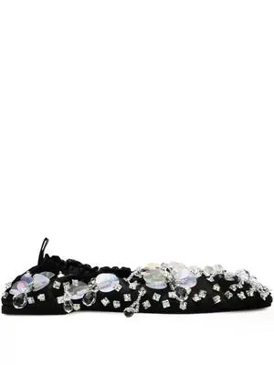 ANOUKI Crystal-embellished Satin Ballet Flats