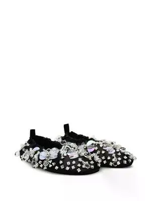 ANOUKI Crystal-embellished Satin Ballet Flats