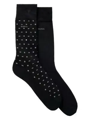 BOSS Intarsia-knit Socks Pack Of Two - Black