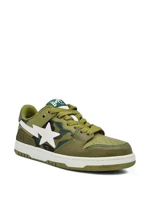 A BATHING APE Sk8 Sta Olive Drab/ Camo Sneakers - Green