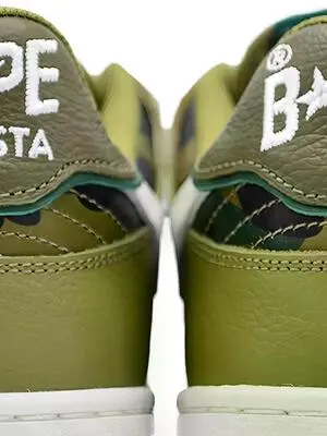 A BATHING APE Sk8 Sta Olive Drab/ Camo Sneakers - Green