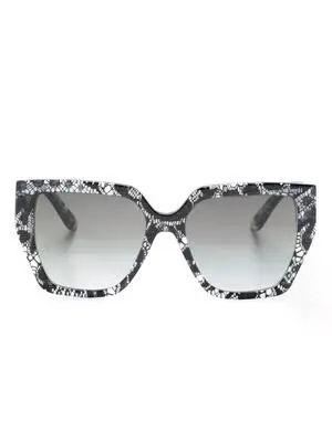 Dolce & Gabbana Lace-detail Square-frame Sunglasses - Black