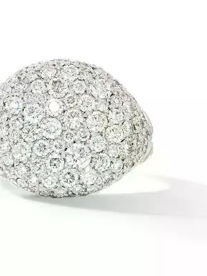 David Yurman 18kt White Gold Diamond Chevron Pinky Ring