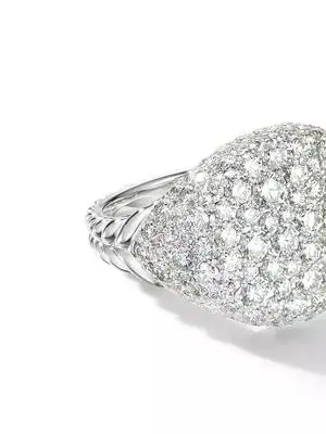 David Yurman 18kt White Gold Diamond Chevron Pinky Ring