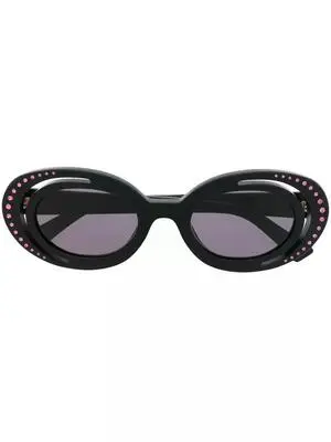 Marni Crystal-embellished Oval-frame Sunglasses - Black