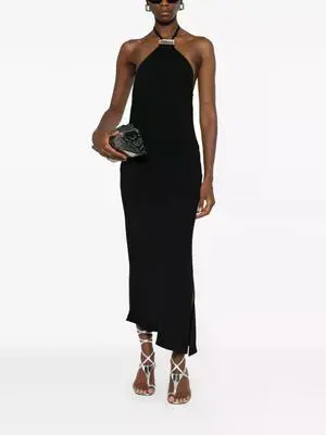 Attico Halterneck Low-back Midi Dress - Black