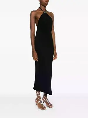 Attico Halterneck Low-back Midi Dress - Black