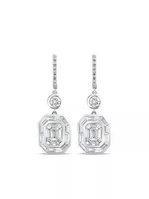Shay 18k White Gold Diamond Drop Earrings - Silver