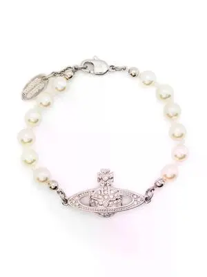 VIVIENNE WESTWOOD Mini Bas Relief Pearl Bracelet - Silver