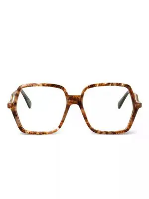 Cazal Logo-engraved Octagon Eyeglasses - Brown