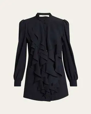 Chloé Ruffle Front Long-sleeve Mini Dress