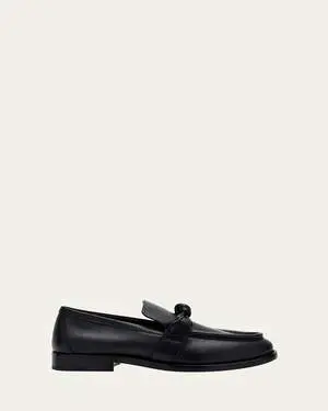 Bottega Veneta Astaire Metal Knot Leather Loafers - Black