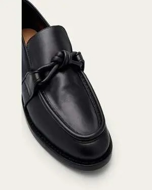Bottega Veneta Astaire Metal Knot Leather Loafers - Black