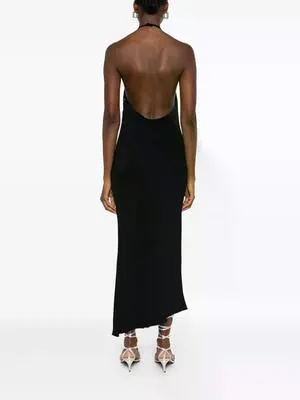Attico Halterneck Low-back Midi Dress - Black