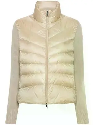 Moncler Knitted-sleeve Puffer Jacket - Neutrals